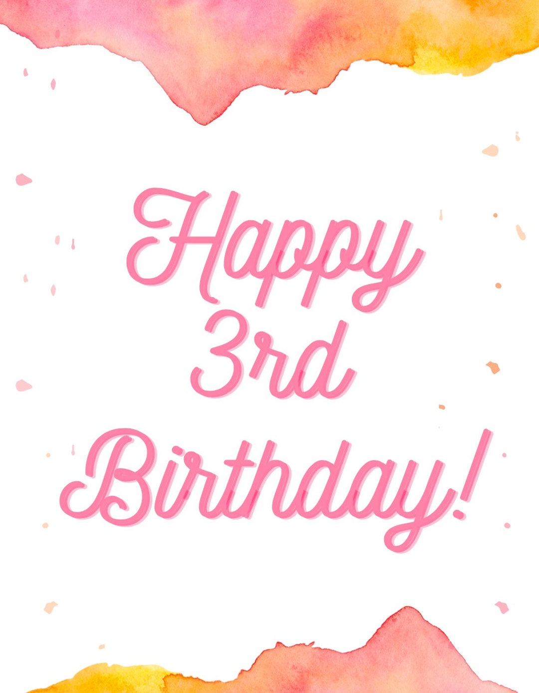 Happy 3rd Birthday Sign Digital Download for Parties, Decor, Girls ...