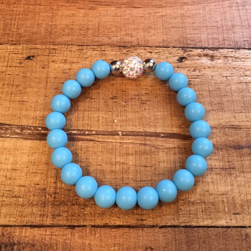 Light Blue Bead Bracelet - Etsy
