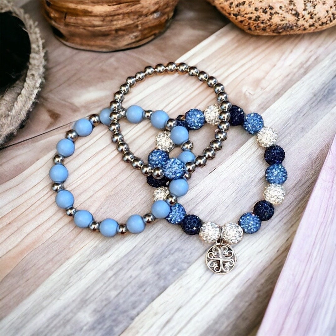 Navy Blue Bracelet Set Navy, Light Blue & White Beads KC Royals ...