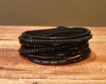 Black Suede Bracelet | Etsy