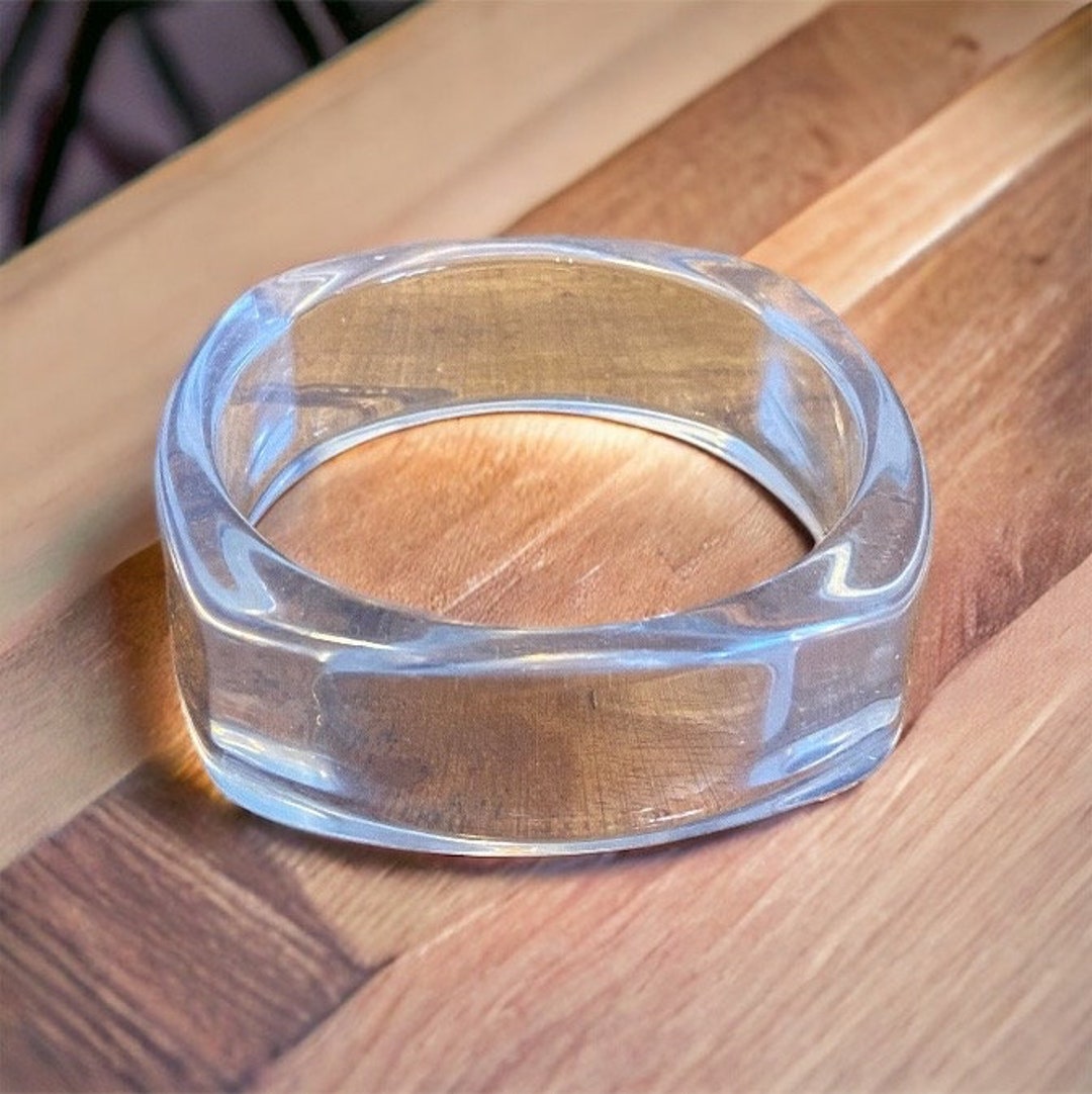 Clear Acrylic Bangle Bracelet Cuff - Retro Vintage Acrylic Bracelet ...