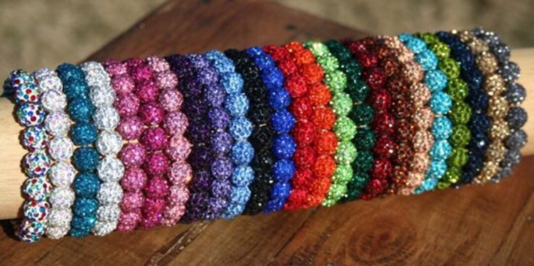 Shamballa Bead Bracelet Rustic Cuff Inspired many Colors - Etsy