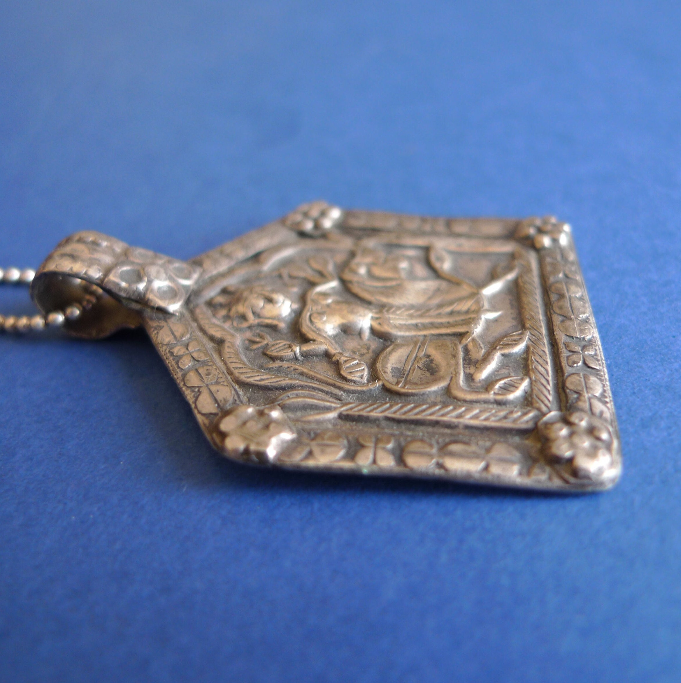 Durga as Shakti Power Silver Pendant From India Hindu Amulet - Etsy