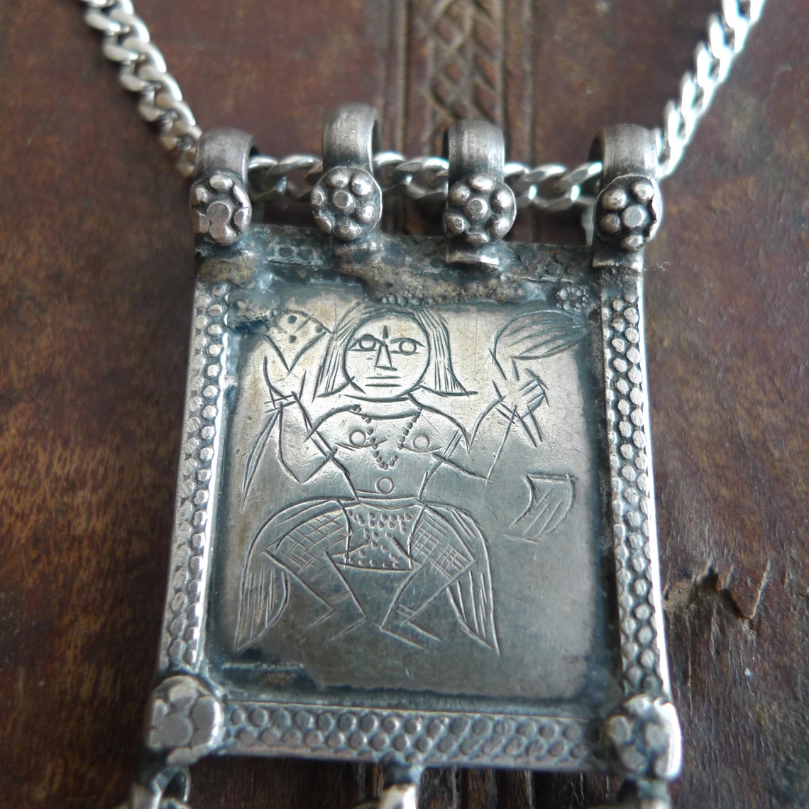 Silver Krishna Pendant From North India | Tribal Jewelry | Hindu Amulet ...