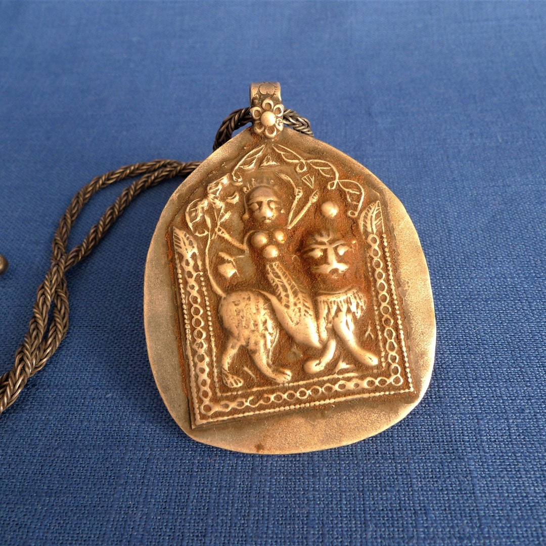 Antique Durga Pendant From India | Hindu Amulet | Tribal Jewelry - Etsy