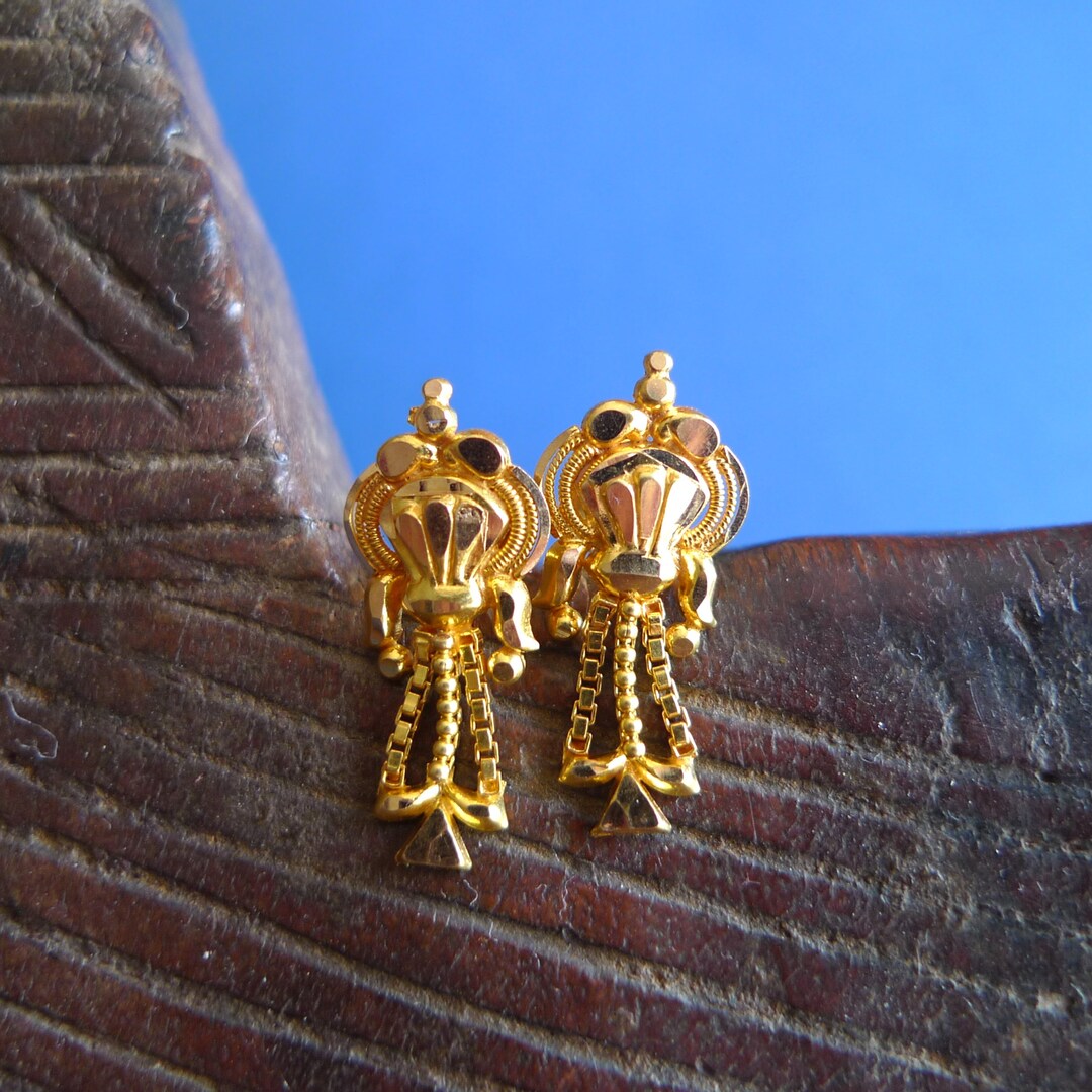 India Gold Earrings Traditional South India Gold Earrings. - Etsy