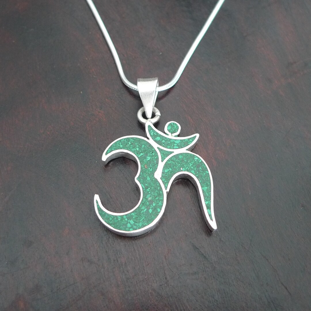 Silver and Turquoise OM Pendant - Etsy