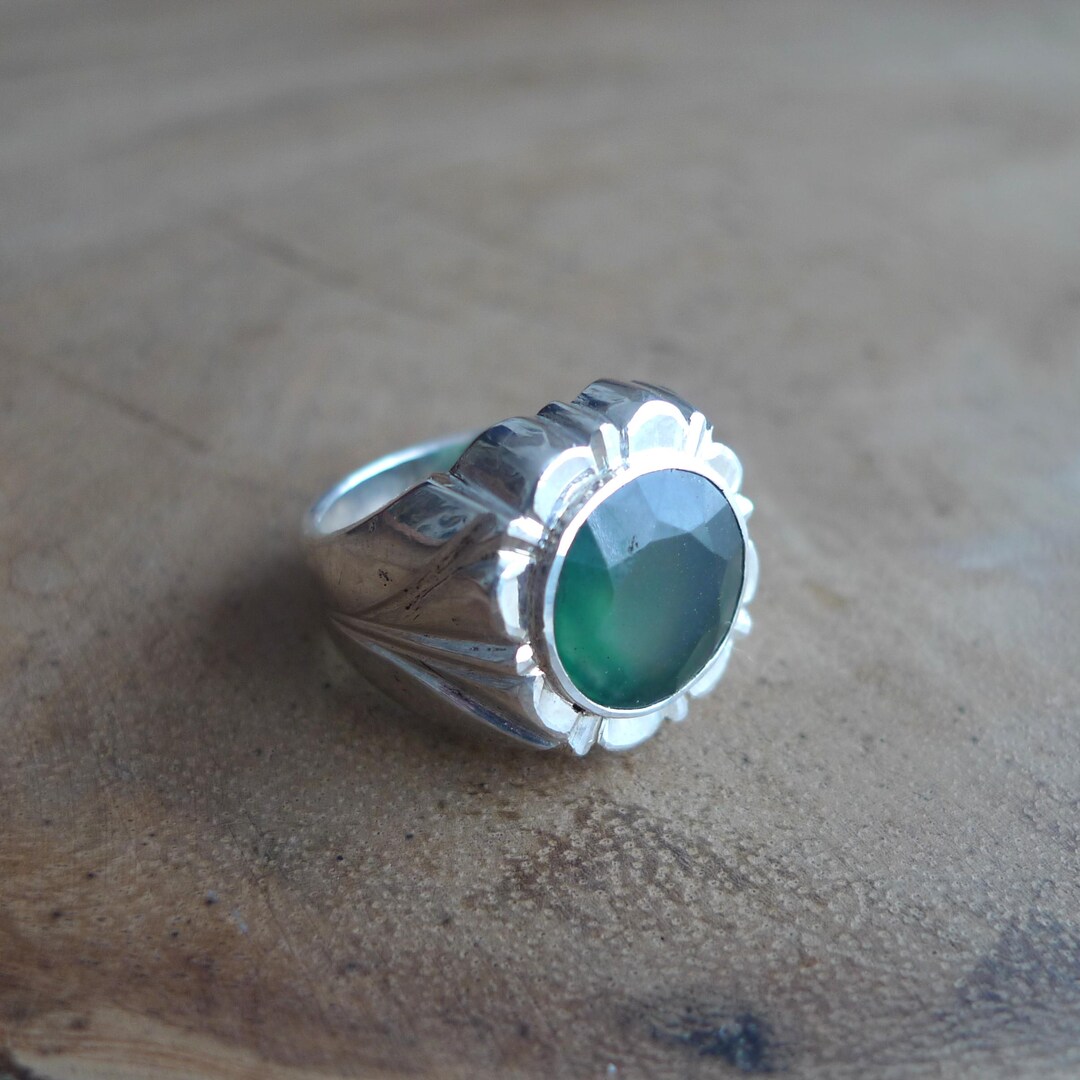 Emerald Ring From India, 925 Silver - Etsy
