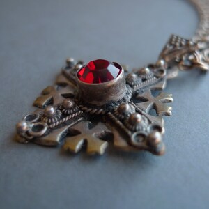 Vintage Cross With Red Crystal - Etsy