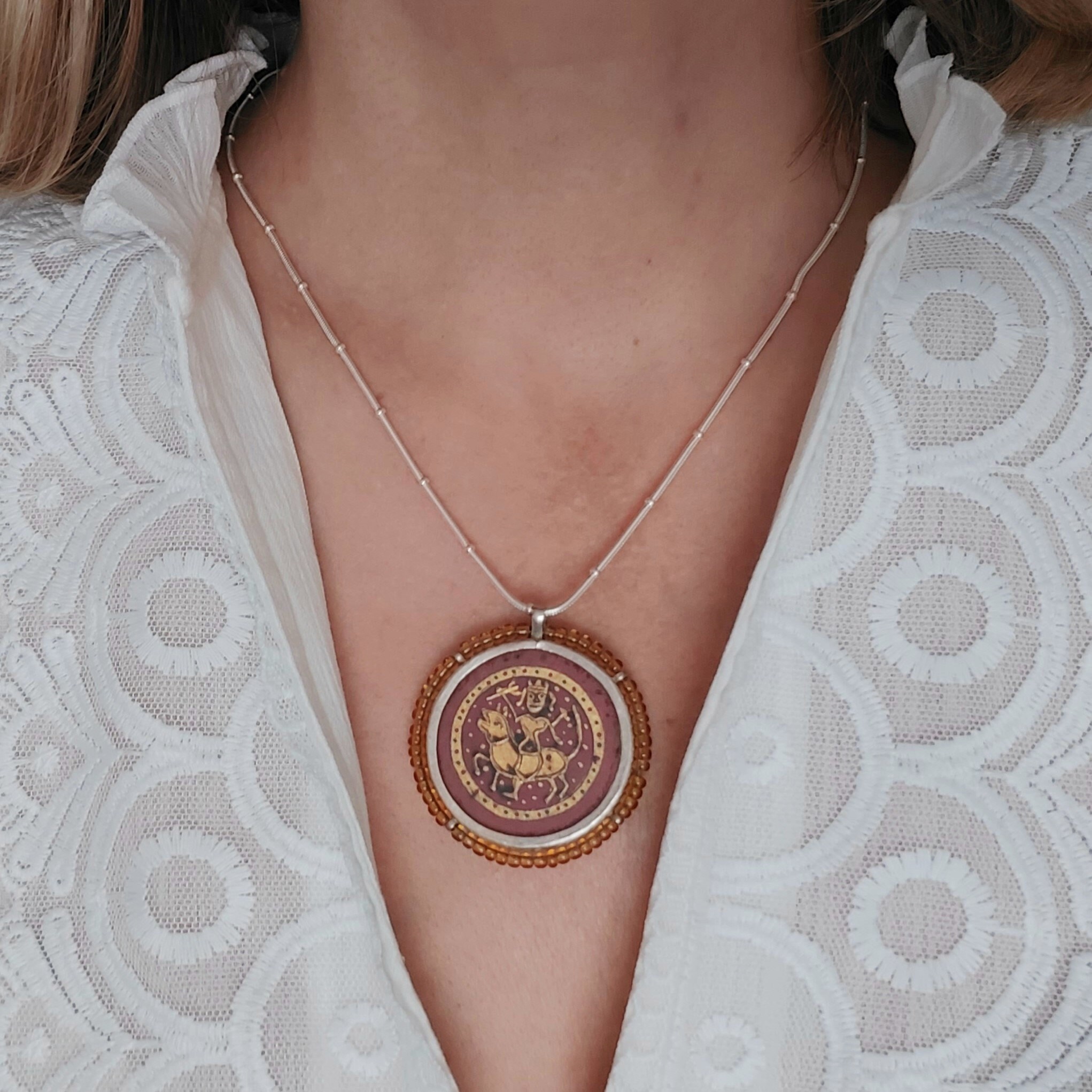 Vintage Goddess Durga Pendant From India Hindu Amulet - Etsy