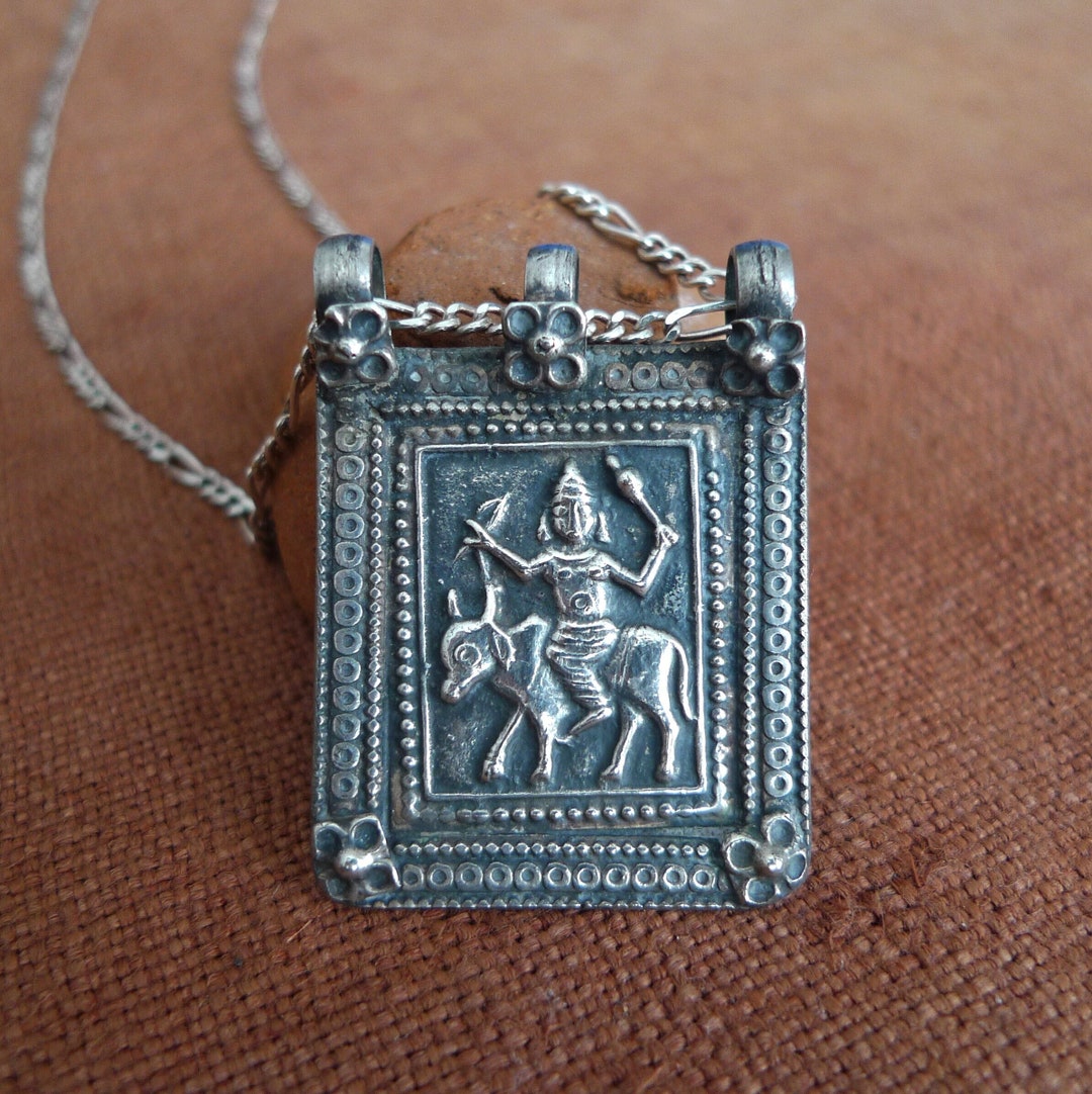 Silver Pendant From India Hindu God Yama Hindu Amulet - Etsy