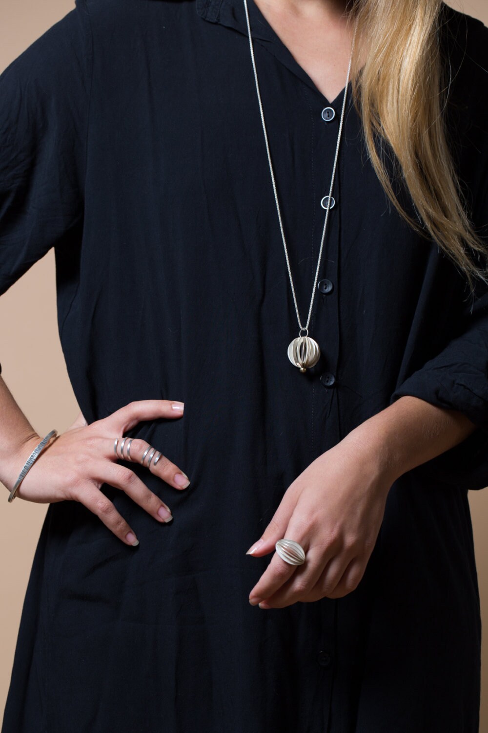 Long silver Necklace round cage with crystal Bead inside. | Etsy