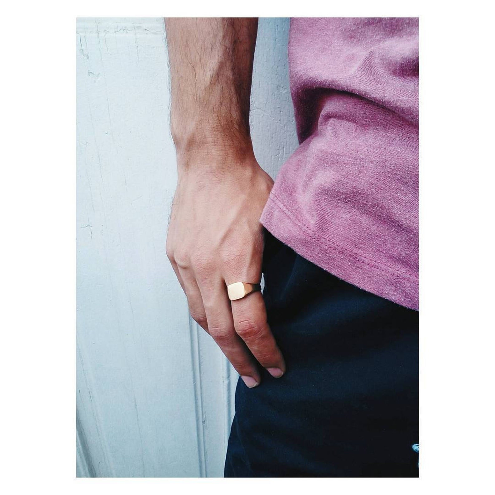 SQUARE Minimal Signet Ring, Pinky Ring for Men and Women - Etsy