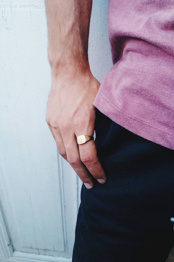 Personalizedengraved Classic Signet Ring Unisex Square | Etsy