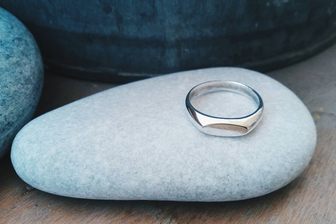 Silver Pinky Signet Ring, Mens Signet Ring, Women Silver Signet Pinky ...