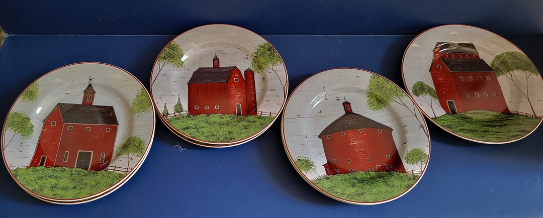 7 Warren Kimble barns Plates by SAKURA - Etsy