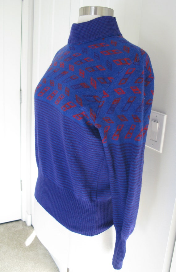 1970's RODIER PARIS Knit Sweater // 70's Purple and… - Gem