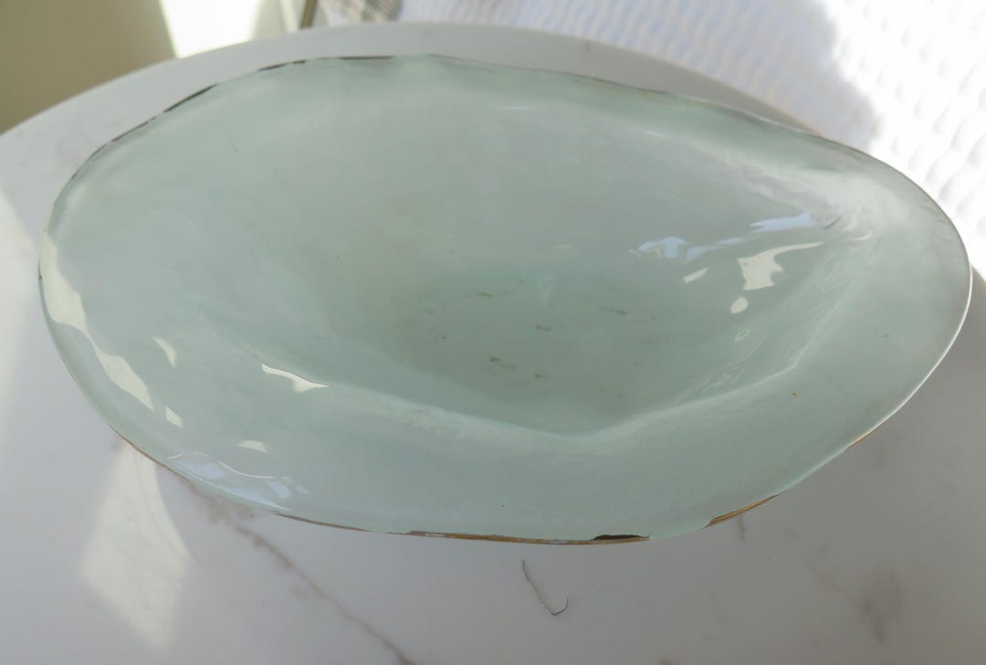 Vintage Annieglass Frosted Sea Glass Trinket Dish// 1991 Signed ...