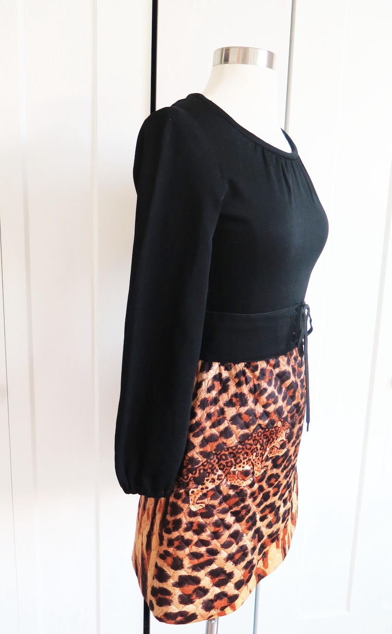 1970's Cheetah Quilted Dress// Belted Mini Dress// Size Xs/small - Etsy