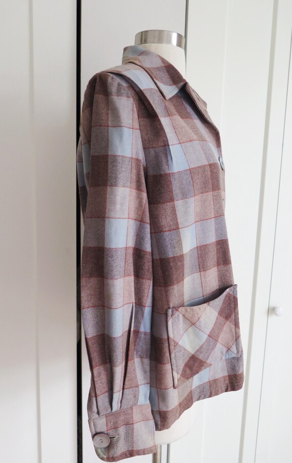 1940's Pendleton? Women's Plaid Jacket // Powder Bl… - Gem