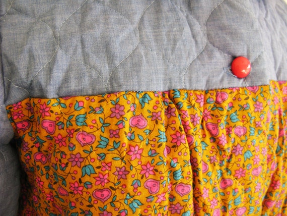 1970's Quilted Robe - Coat Dress // Calico Color Bl… - Gem