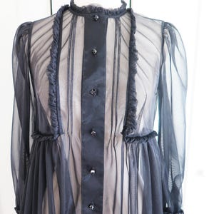 Vintage 1960's Bombshell Robe / Lingerie // Sheer Black Nylon Long ...