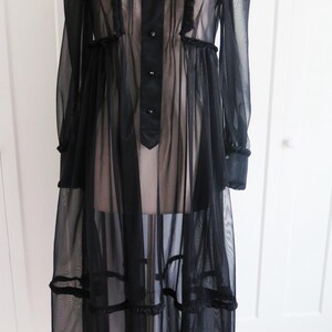 Vintage 1960's Bombshell Robe / Lingerie // Sheer Black Nylon Long ...