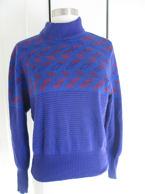 1970's RODIER PARIS Knit Sweater // 70's Purple and… - Gem