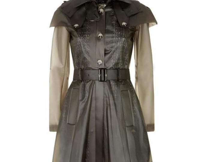 TERRA NEW YORK Water Resistant Raincoat // Smoky Grey Hooded Trench ...