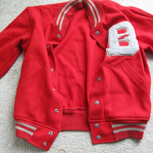 Vintage Wool Varsity Jacket // Red and Grey b Letterman Bomber ...