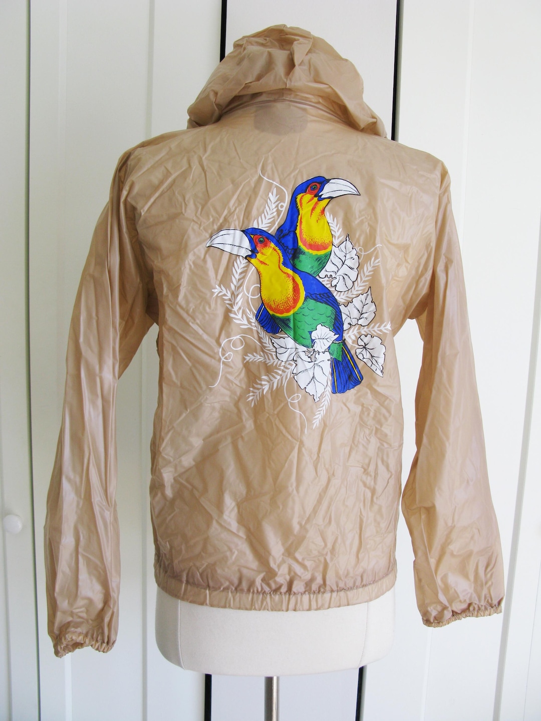 1980's Vinyl Rain Jacket // Deadstock 80's Vintage Tan PVC Hooded ...