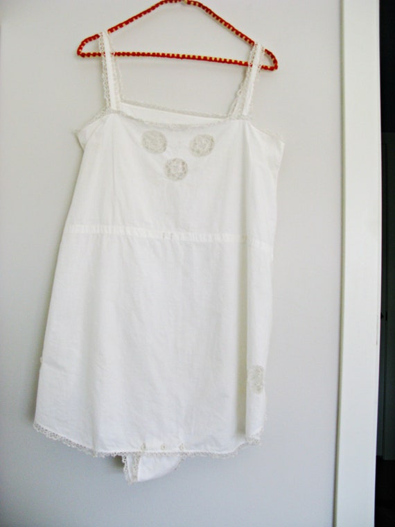 Vintage Edwardian White Cotton Convertible Chemise… - Gem
