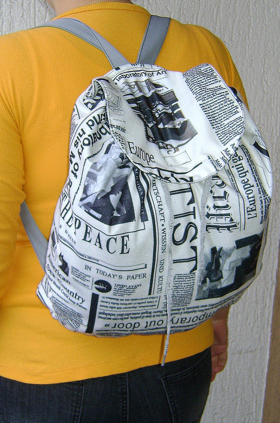 Newspaper Black and White Backpack - Etsy