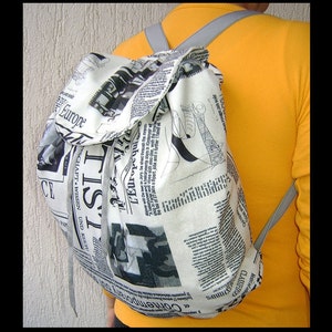 Newspaper Black and White Backpack - Etsy