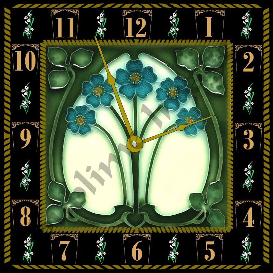 WC041 - Art Nouveau Tile Wall Clock. - Etsy