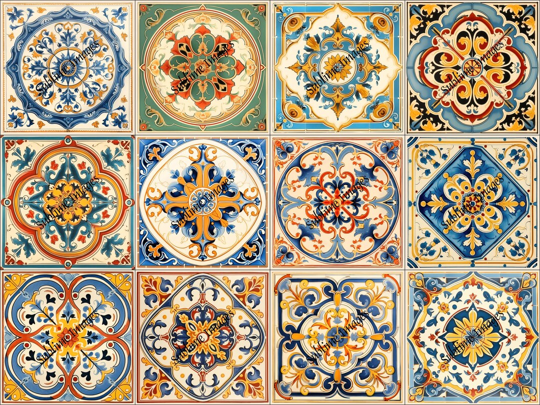 MU010 - A 12 Tile Spanish Mediterranean Tile Back Splash or Purchase ...