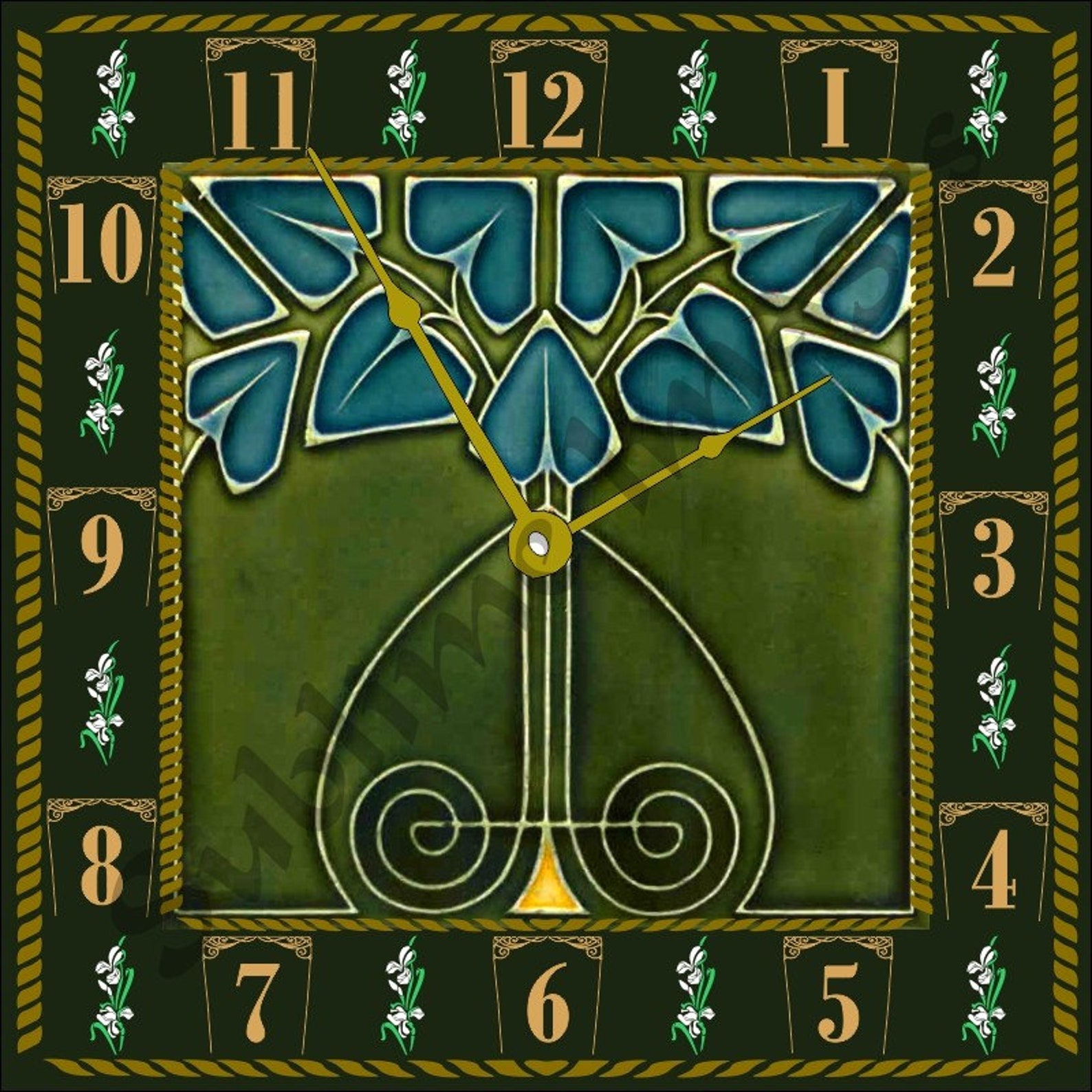 WC034 - Art Nouveau Tile Wall Clock. - Etsy