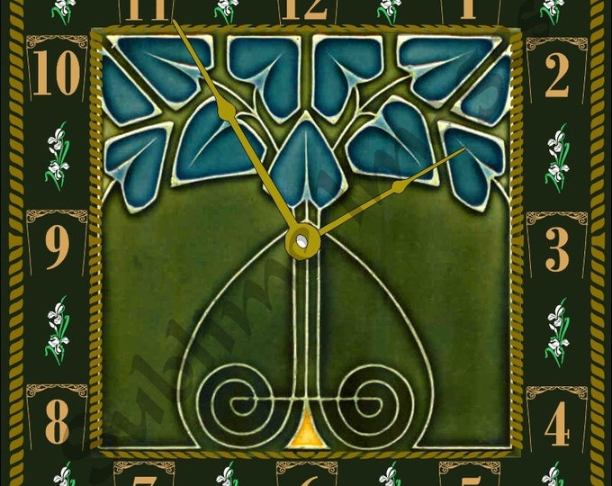 WC034 - Art Nouveau Tile Wall Clock. - Etsy