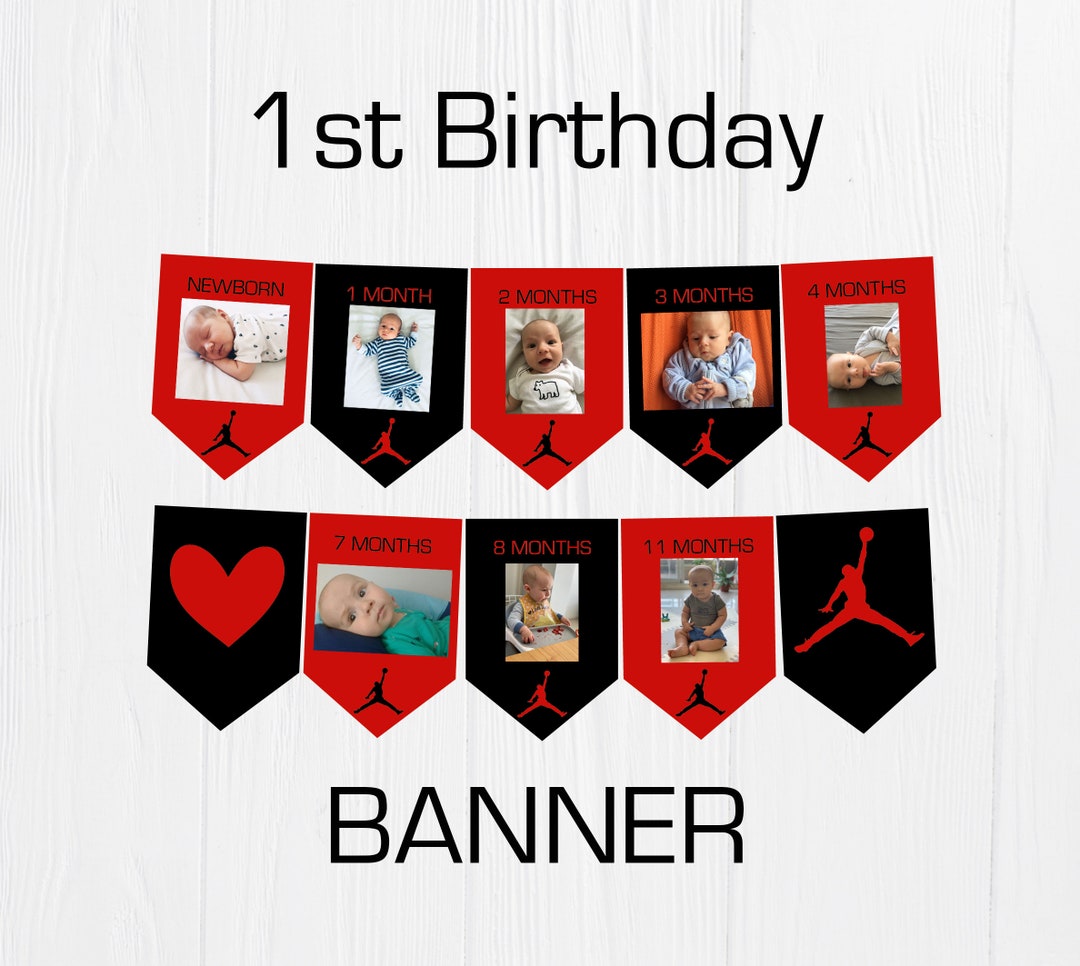 Basketball 1st Birthday Banner - Printable First Birthday Banner - - Etsy