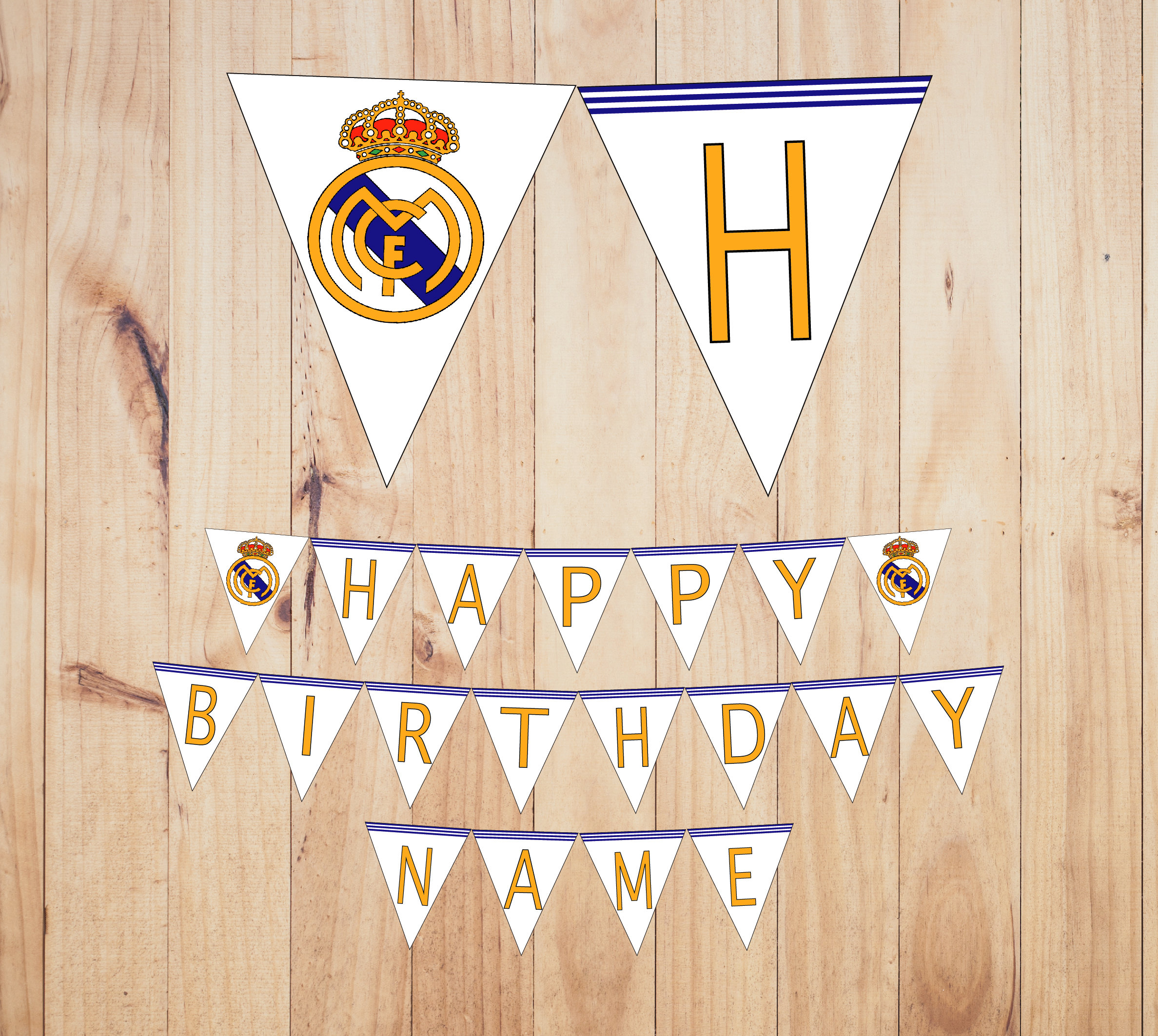 REAL MADRID Birthday Printable Banner Party FC Banderín Real - Etsy España