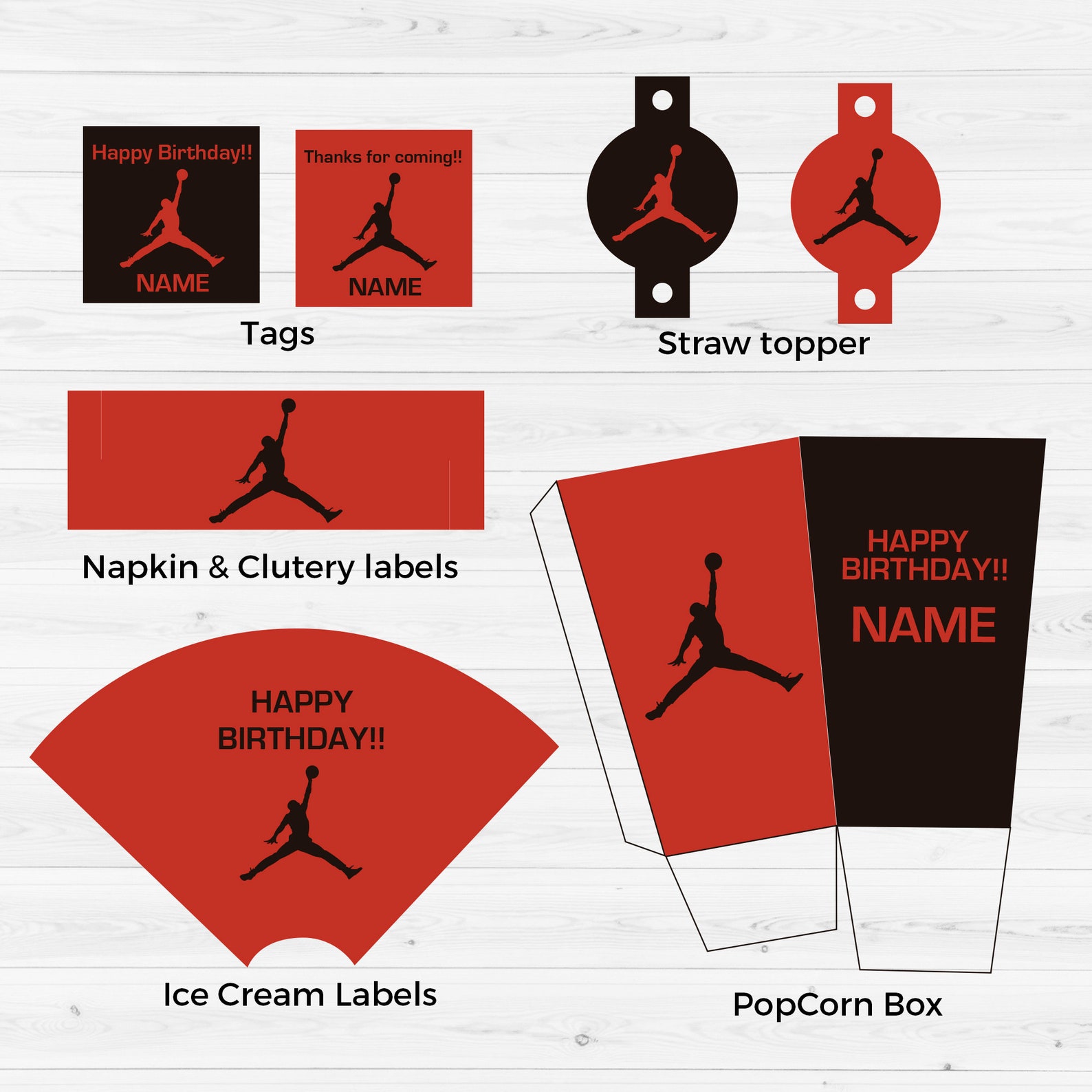 Jordan Jumpman Birthday Party Bundle Air Jordan Digital | Etsy