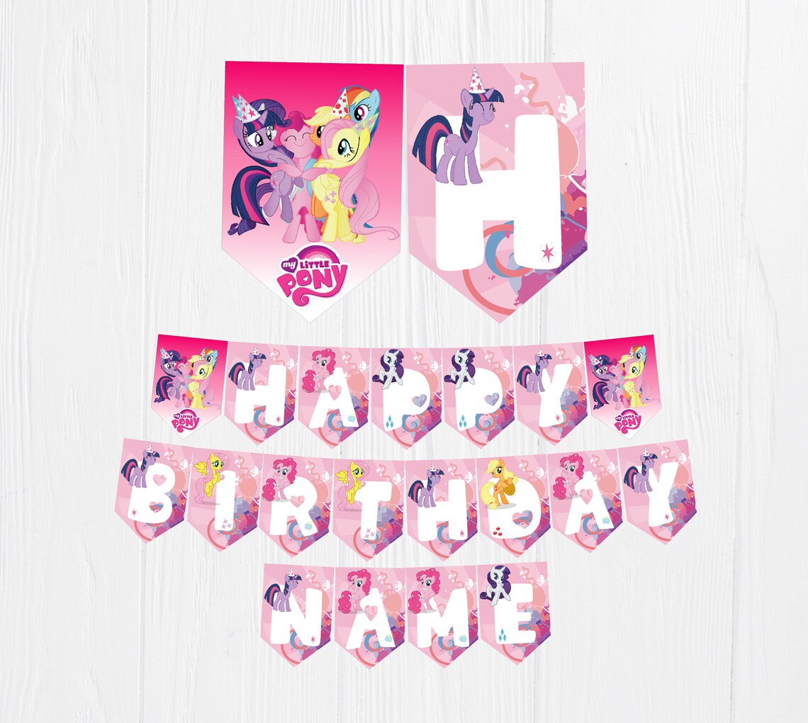 My Little Pony Birthday Banner Pony Digital Printable Banner - Etsy Denmark