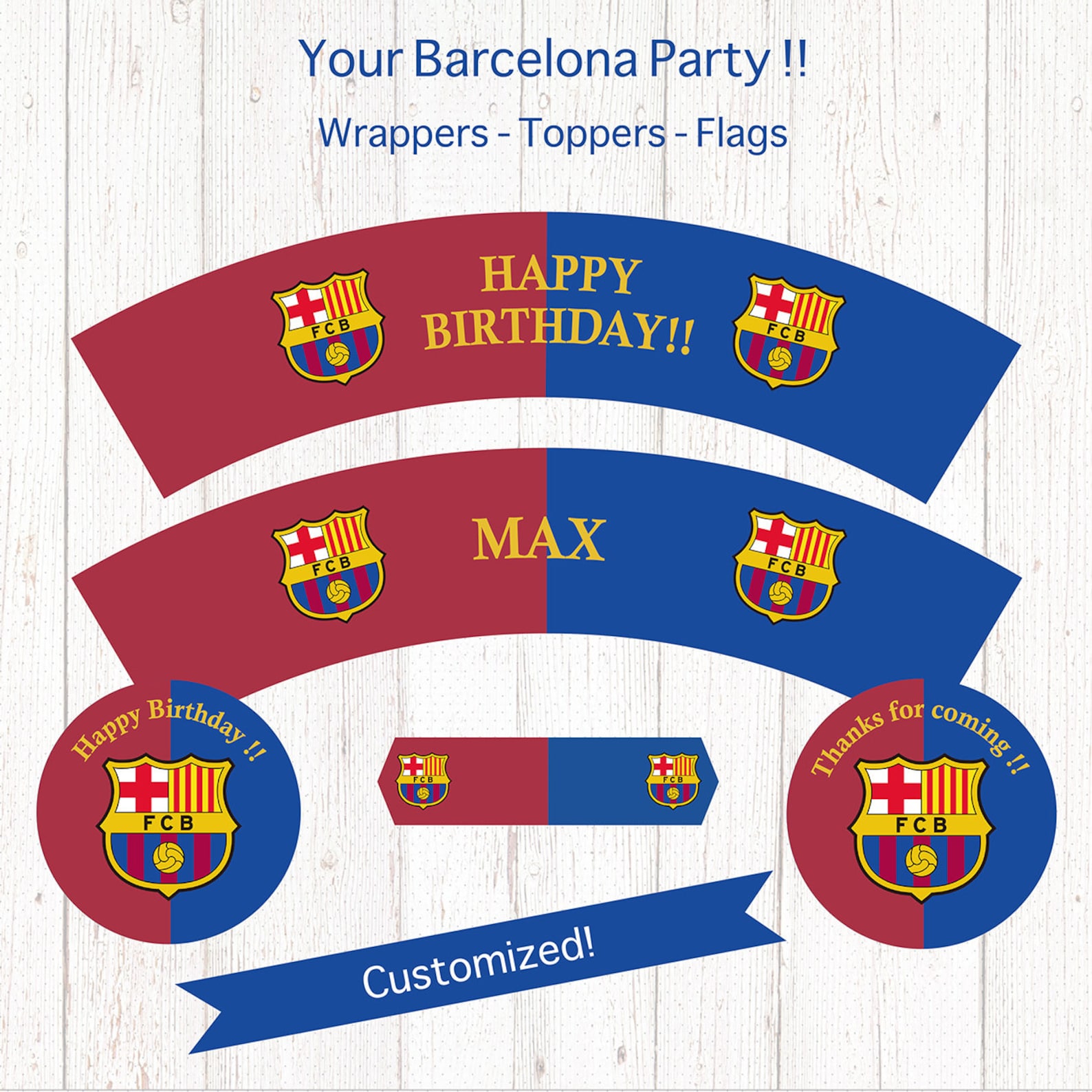 BARCELONA Birthday Party Set Kit Barcelona Digital Printable | Etsy