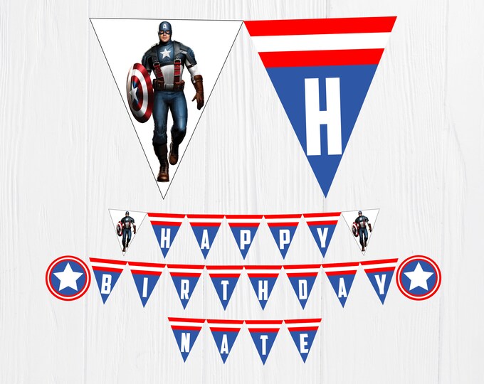 Captain America Personalized Banner, Captain America Party, Superhero ...