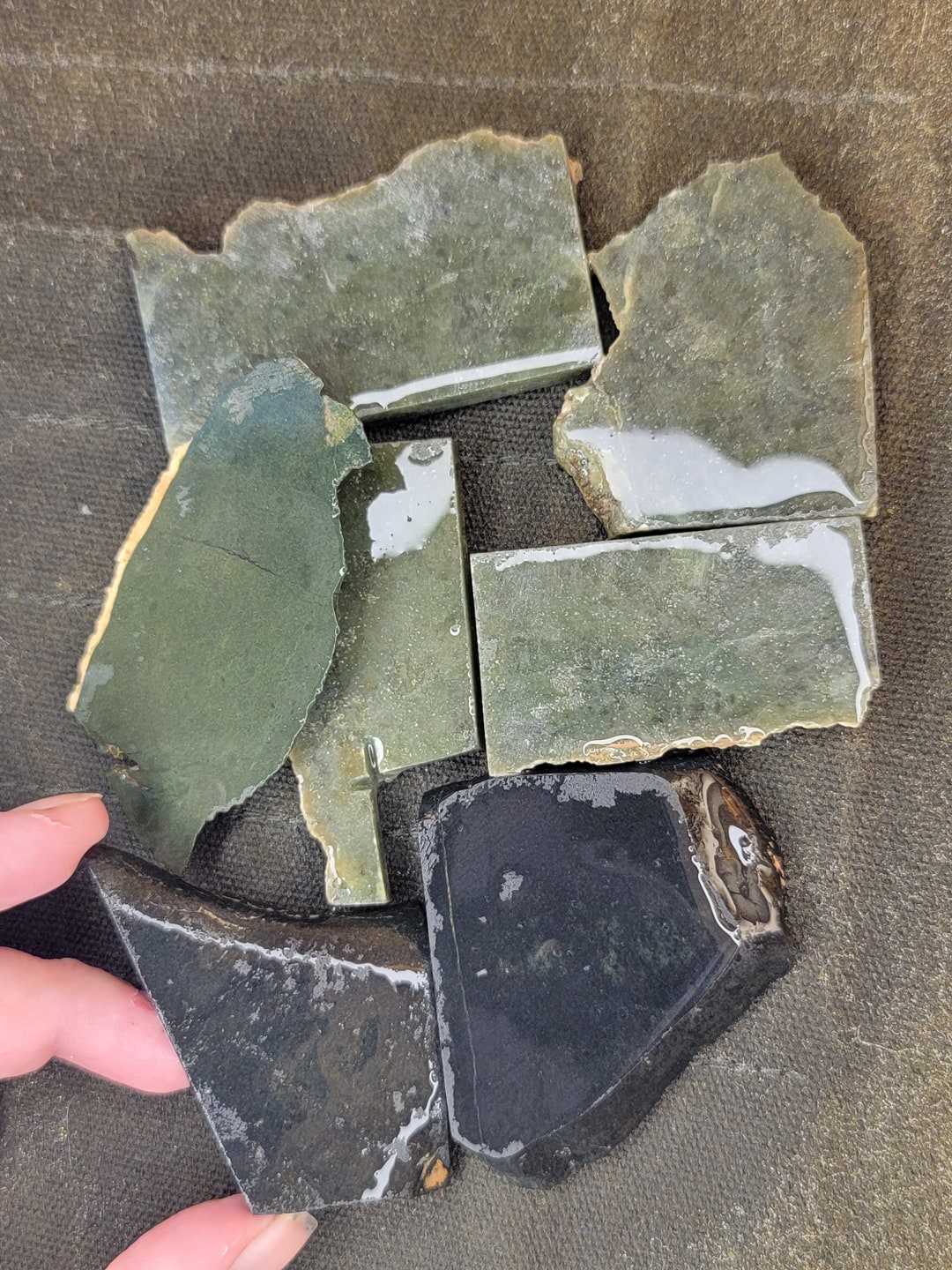 Lot of 7 Black and Green Jade Slabs - Etsy