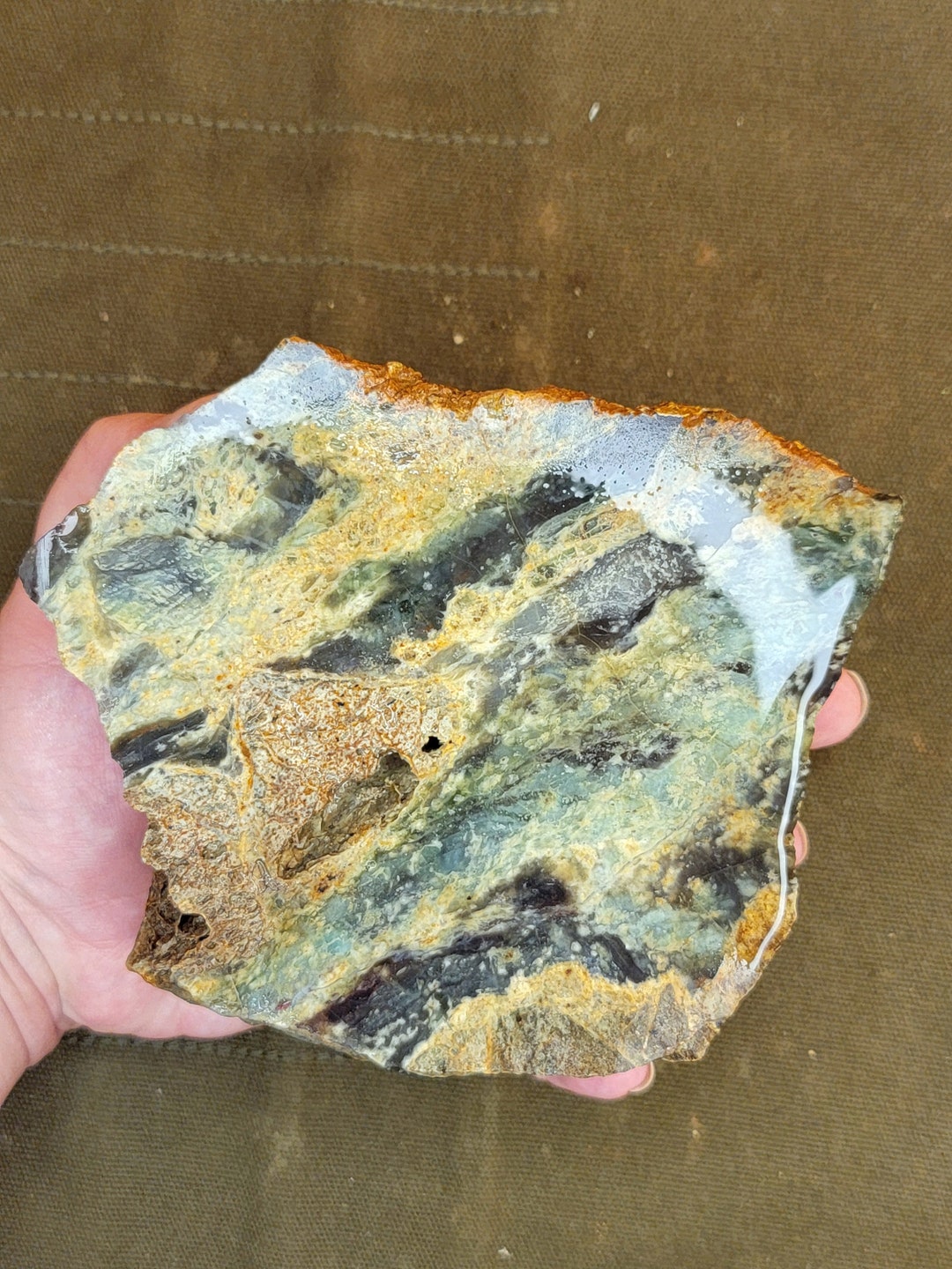 Large Clear Creek Plasma Agate Faced Rough - Etsy
