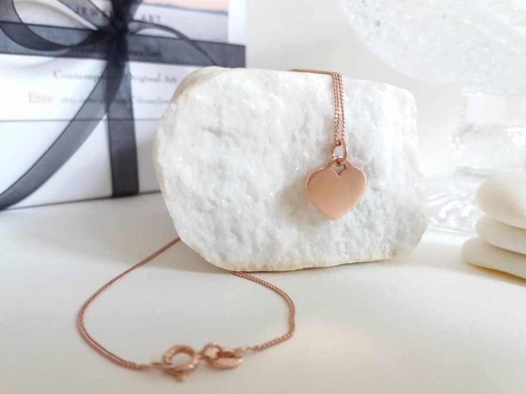 Rose Gold Heart Necklace, Rose Gold Necklace, Floating Heart, Heart ...