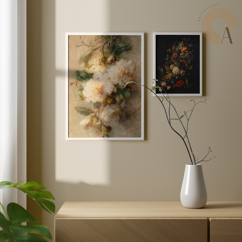 Moody Vintage Spray of Camellias Create Your Own Gallery - Etsy