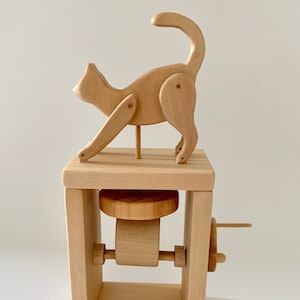 Stretching Cat Automata Wooden Hand Crank Motion - Etsy
