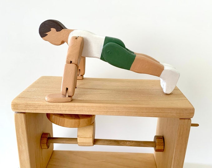Push-up Man Automata, Wood, Hand Crank - Etsy